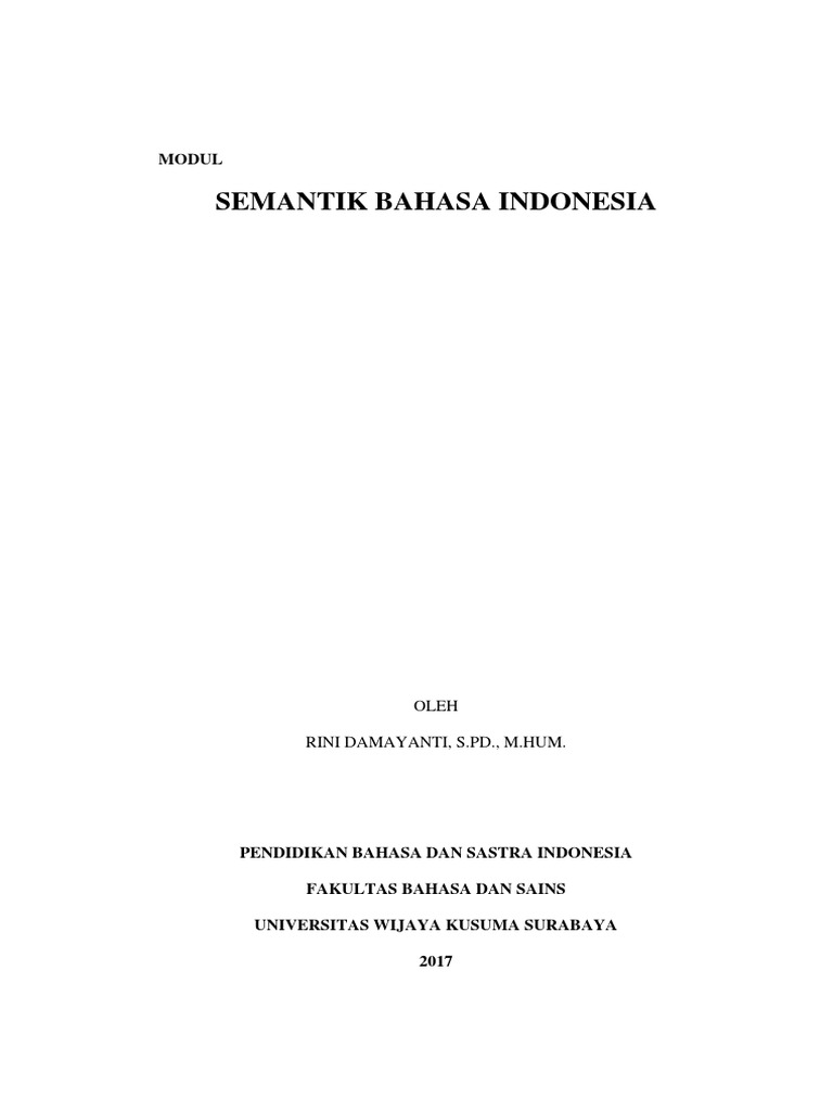 Modul Semantik Bahasa Indonesia | PDF | Seni & Disiplin Bahasa