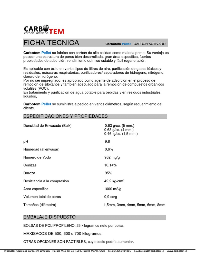 Ficha Tecnica Carbotem Pellet | PDF | Materiales transparentes | Química
