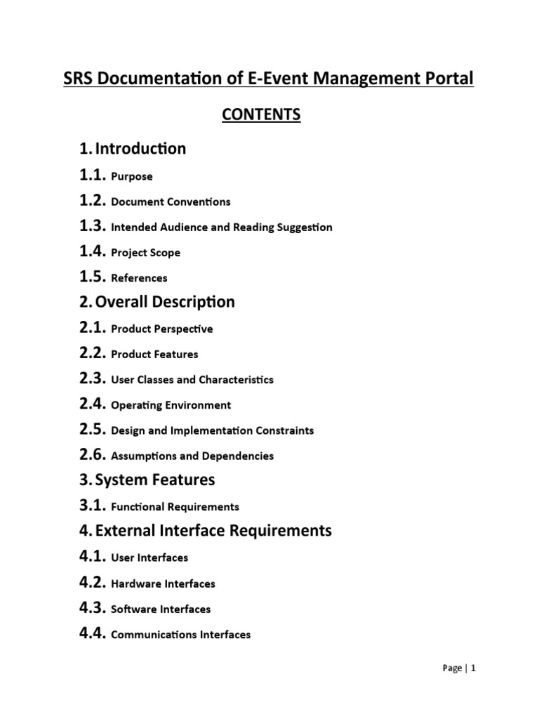 E-Event Management Portal SRS | PDF | Graphical User Interfaces | Input/Output