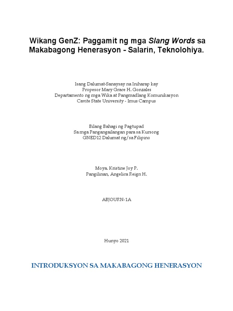 Halimbawa NG Papel-Dalumat | PDF