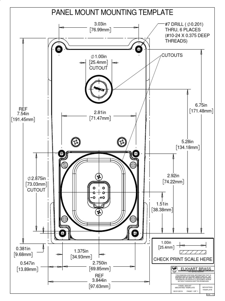 7010X2 (EXM2 Panel Mount Controller Mounting Template) | PDF