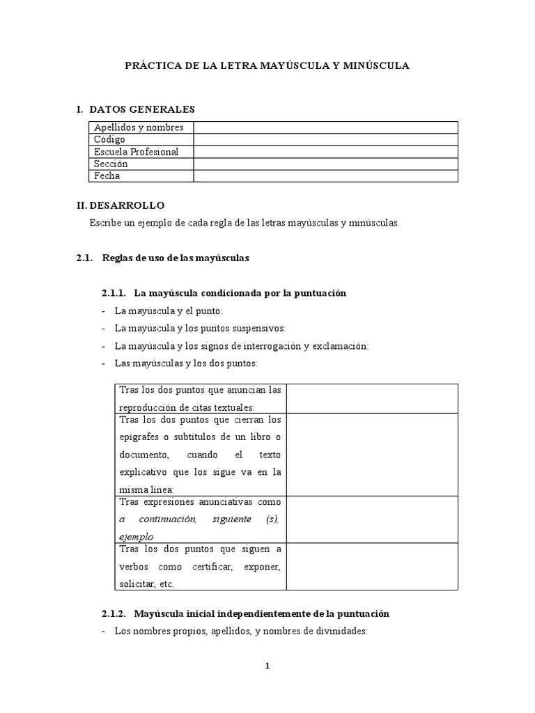 Práctica de La Letra Mayúscula y Minúscula | PDF