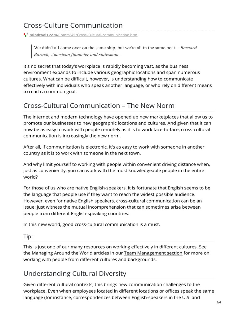 Effective Cross-Cultural Communication | PDF | Cross Cultural ...