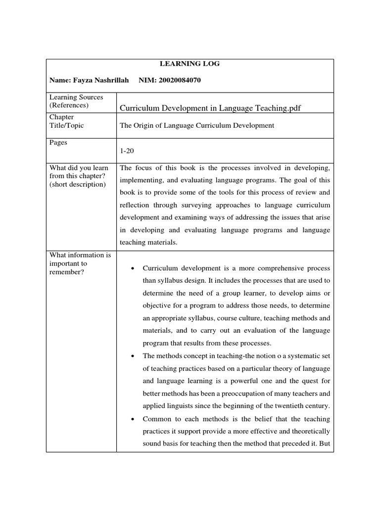 Language Curriculum Development Insights | PDF | Vocabulary | Language ...