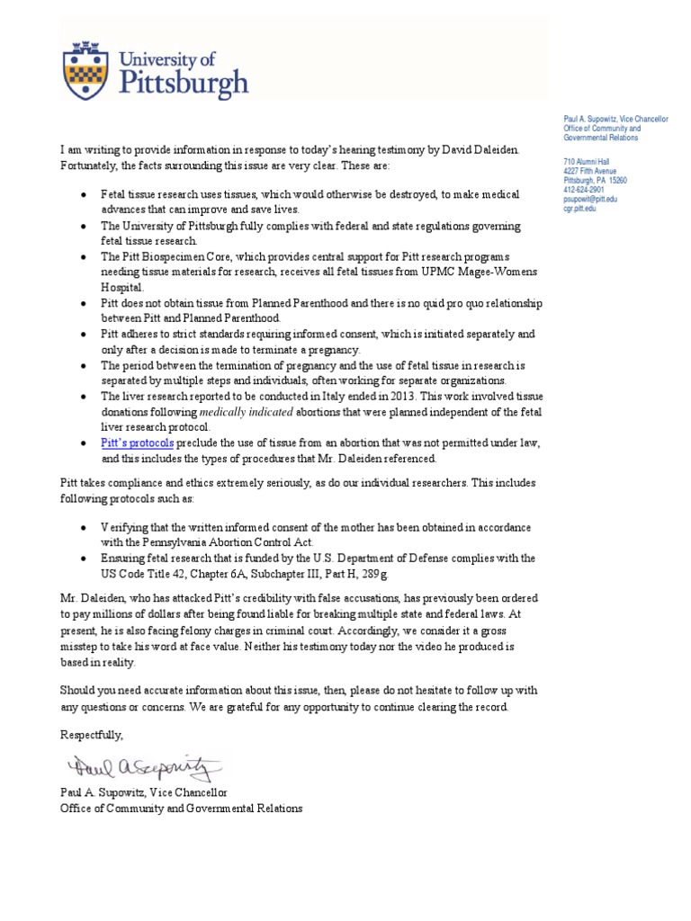 Pitt Letter | PDF | Reproductive Rights | Abortion