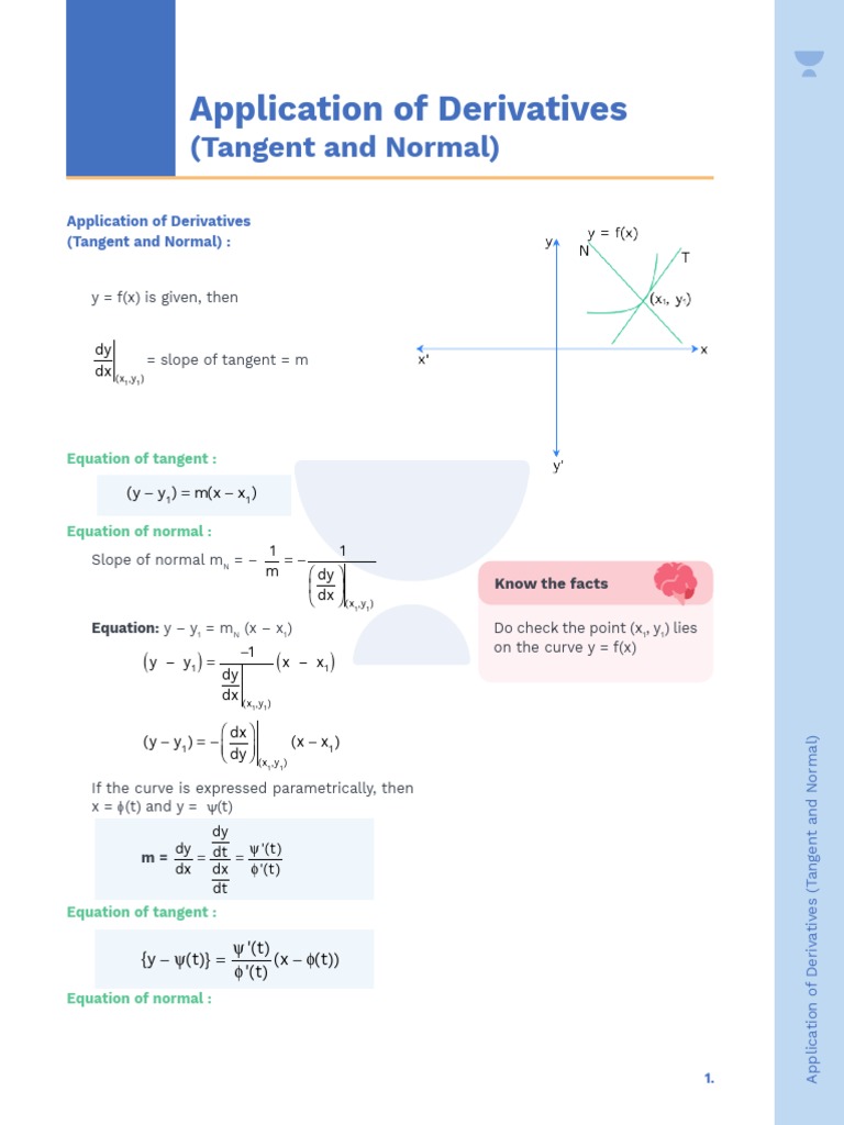 Tangent and Normal Derivatives Guide | PDF | Tangent | Slope