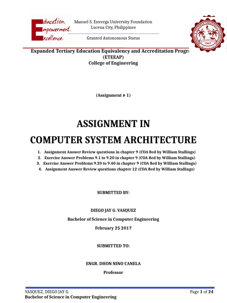Assignment 1 Computer Architecture | PDF | Central Processing Unit | Division (Mathematics)