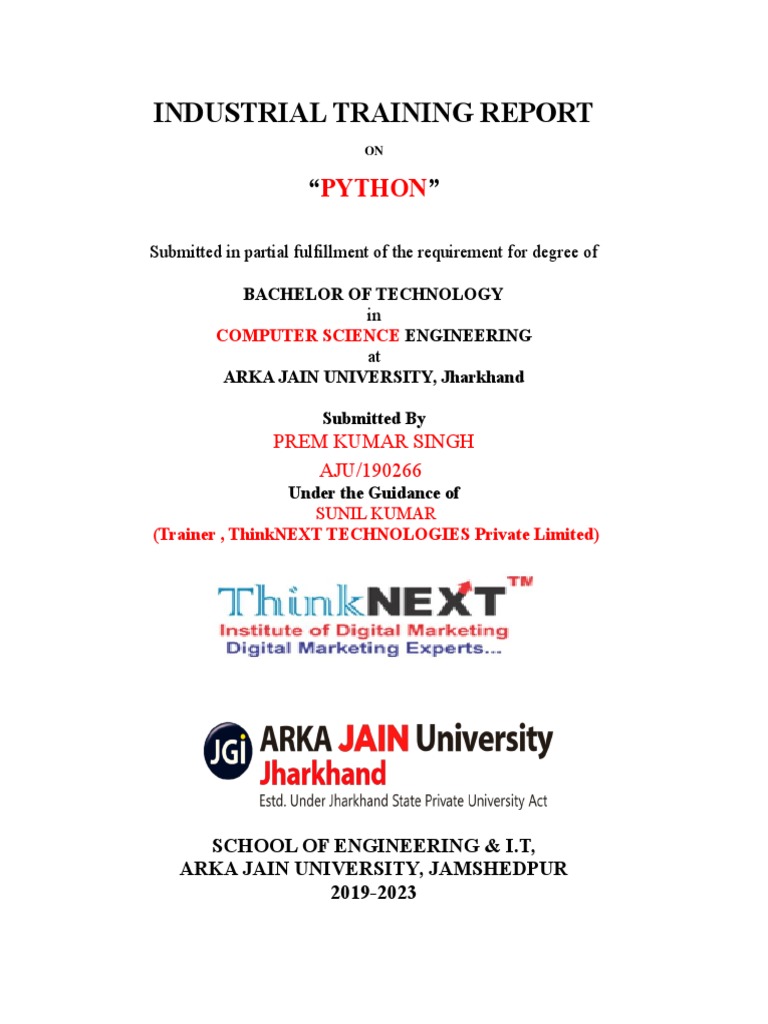 INDUSTRIAL REPORT On Python | PDF | Parameter (Computer Programming ...