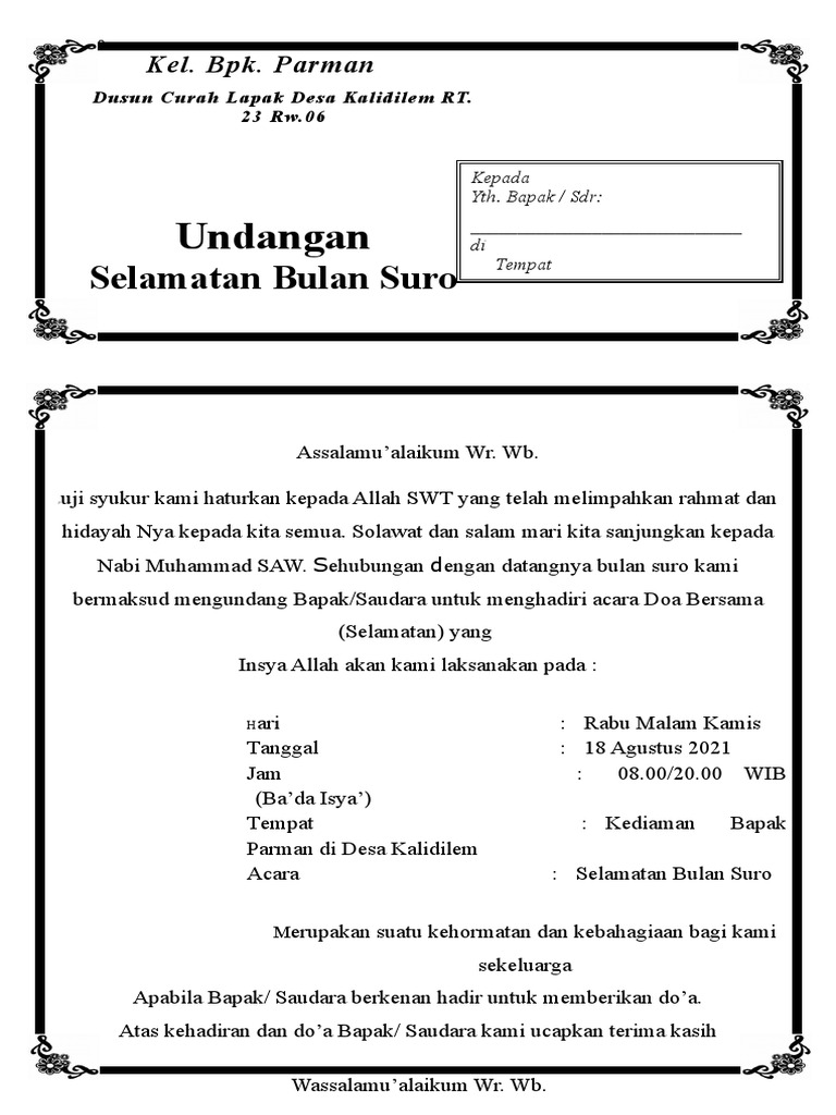 Undangan Selamatan | PDF