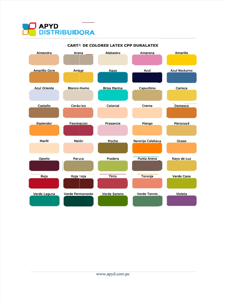 Carta De Colores De Los Esmaltes Laguna Paleta De Colores | Cartas De