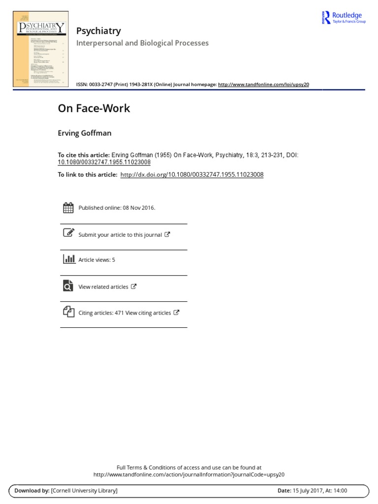 Goffman On Face-Work | PDF | Feeling | Forgiveness
