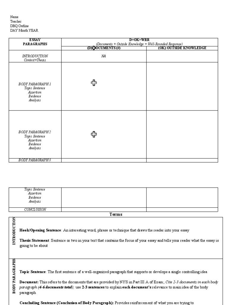 DBQ Graphic Organizer | PDF | Essays | Human Communication