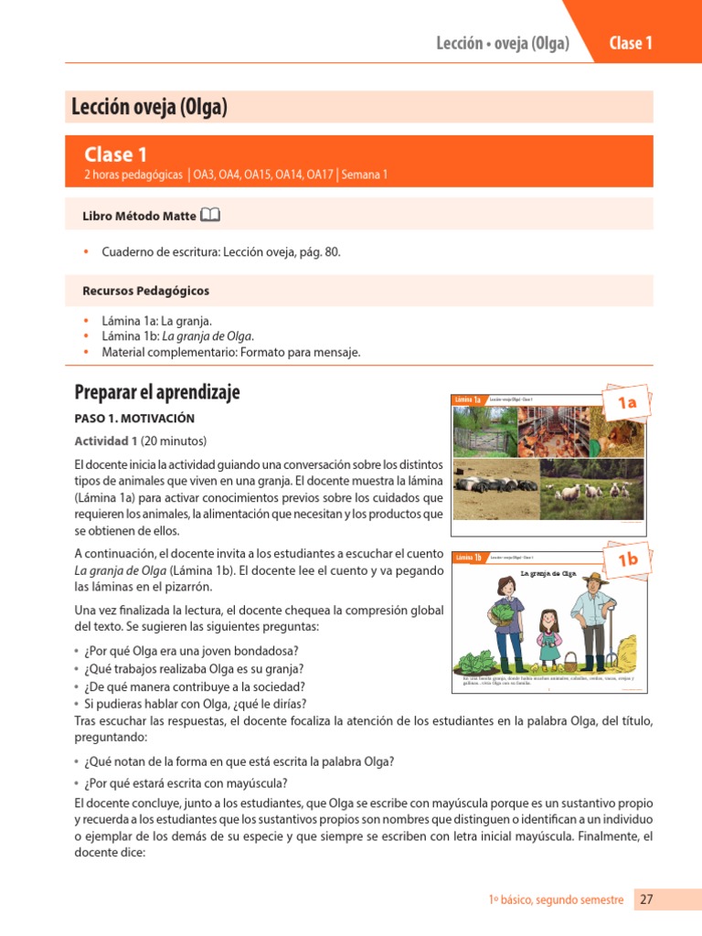 1 Lje PL Leccion Oveja | PDF | Caso de carta | Comprensión lectora