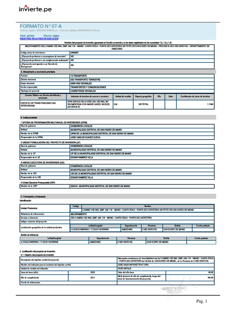 Formato Del Invierte Pe Actualizado | PDF | Economias
