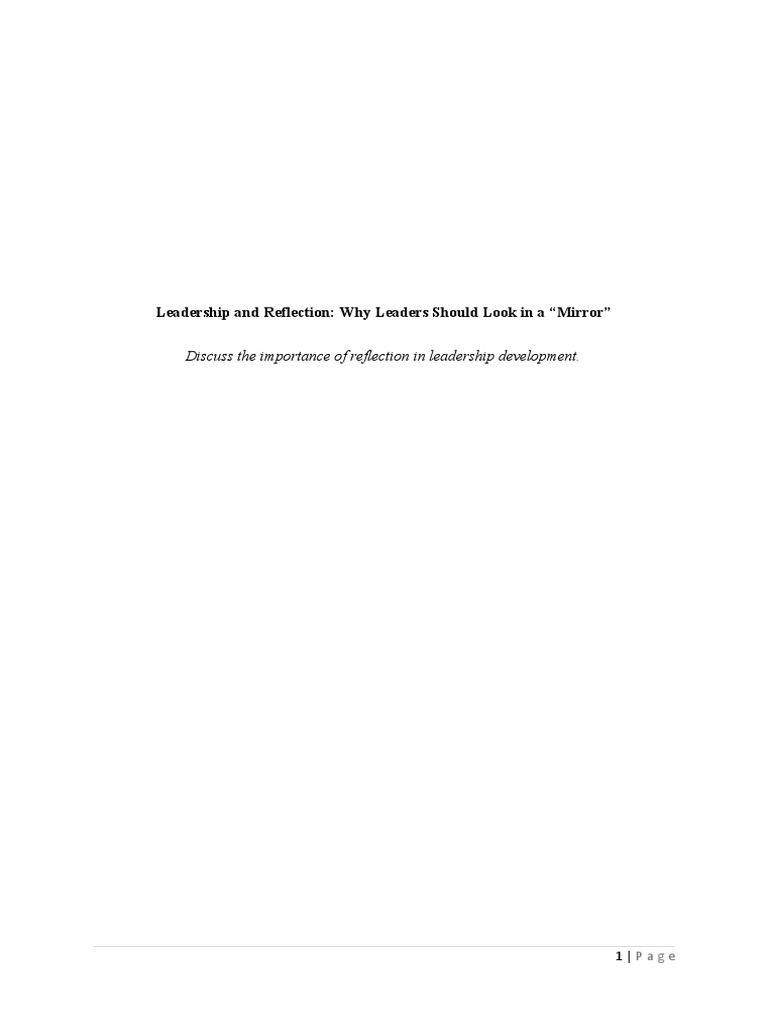 Importance of Reflection in Leadership Development | PDF | Leadership ...