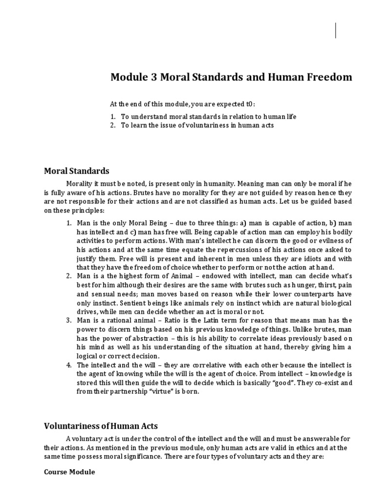 W3 - Module 003 The Moral Agent - Moral Standards and Human Freedom ...