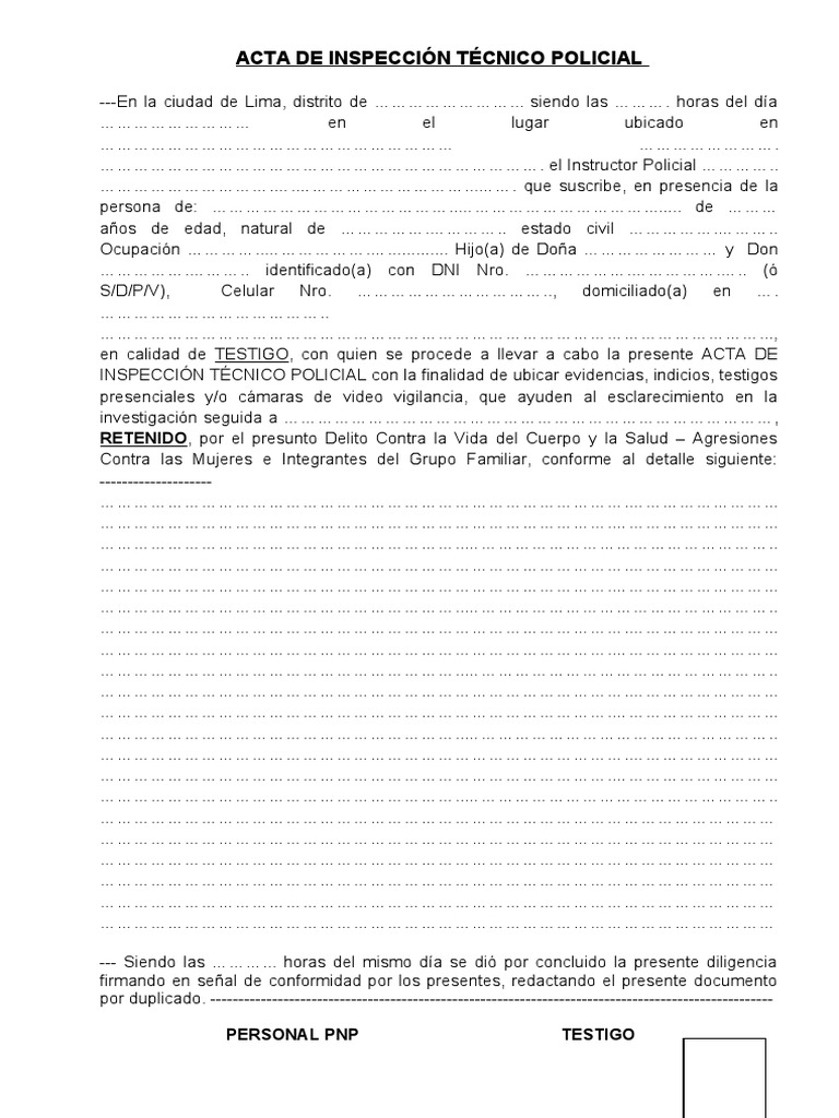 Acta de Itp para Llenar | PDF | Crímenes | Crimen y violencia