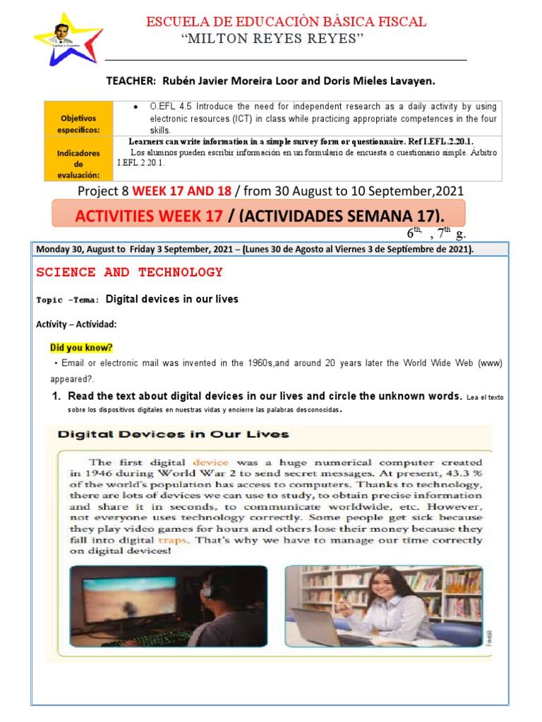 Project 8 6th And 7th Week 17 18 Pdf Science And Technology