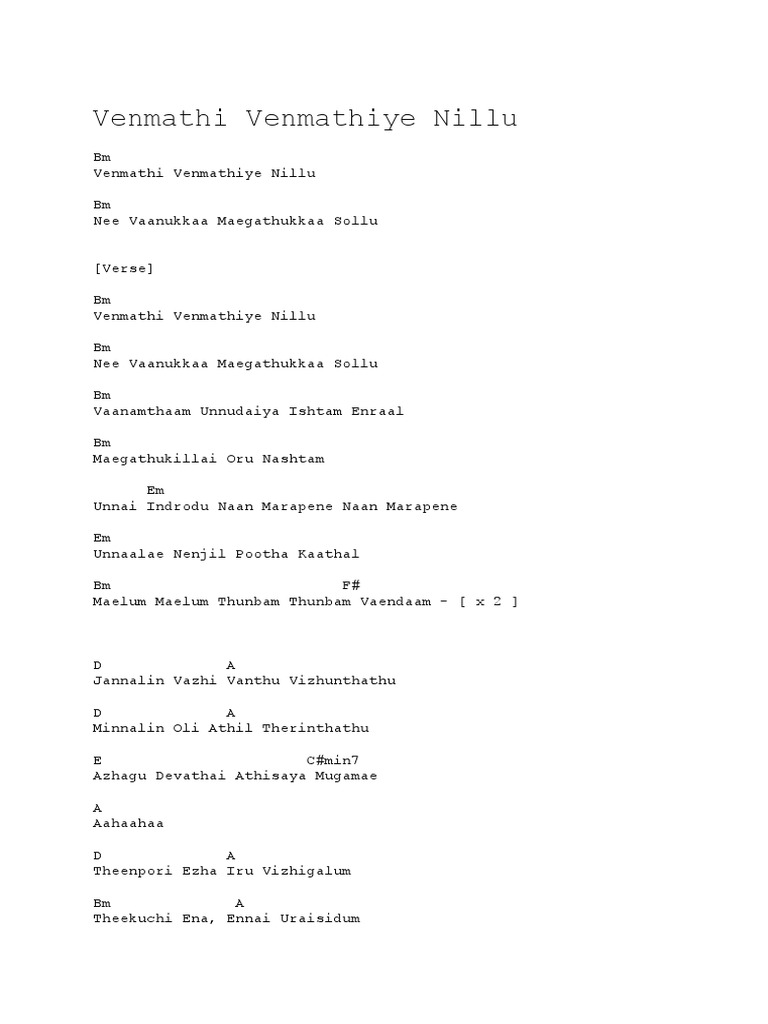 Venmathi Venmathiye Nillu | PDF