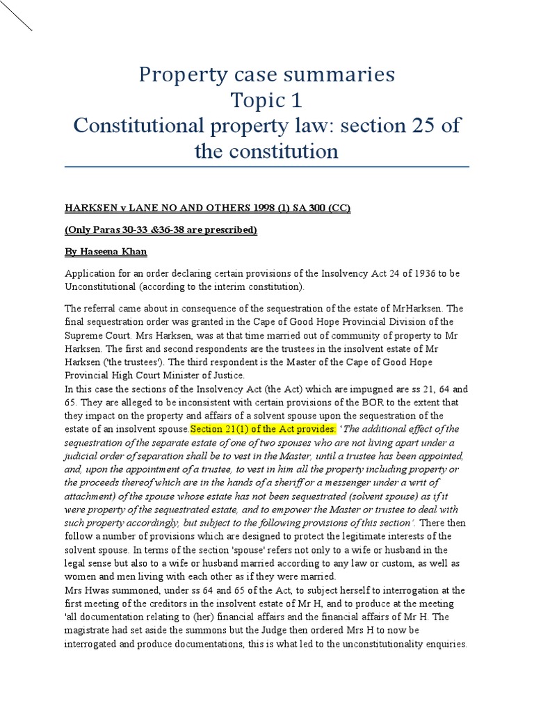 Updated Property Case Summaries | PDF | Eminent Domain | Property