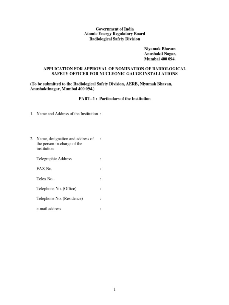 RSO Nomination Application for AERB | PDF | Forms Of Energy | Nuclear ...