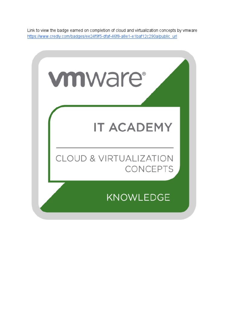 Link To View The Badge Earned On Completion of Cloud and Virtualization ...