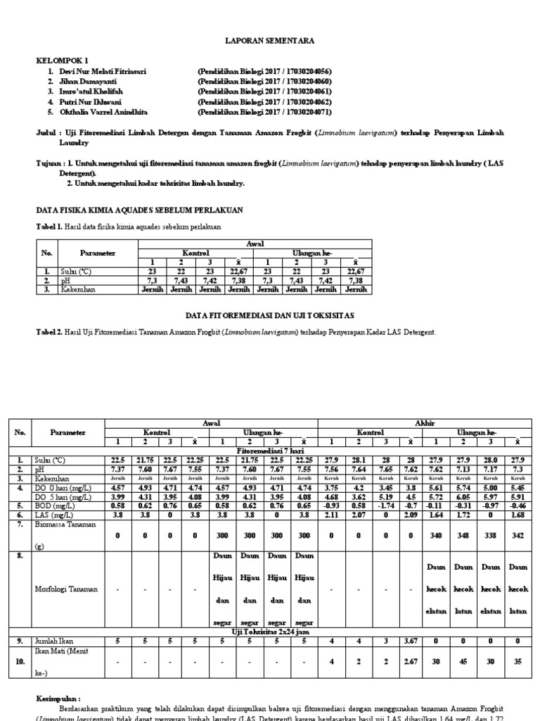Laporan Sementara Kelompok 1 | PDF