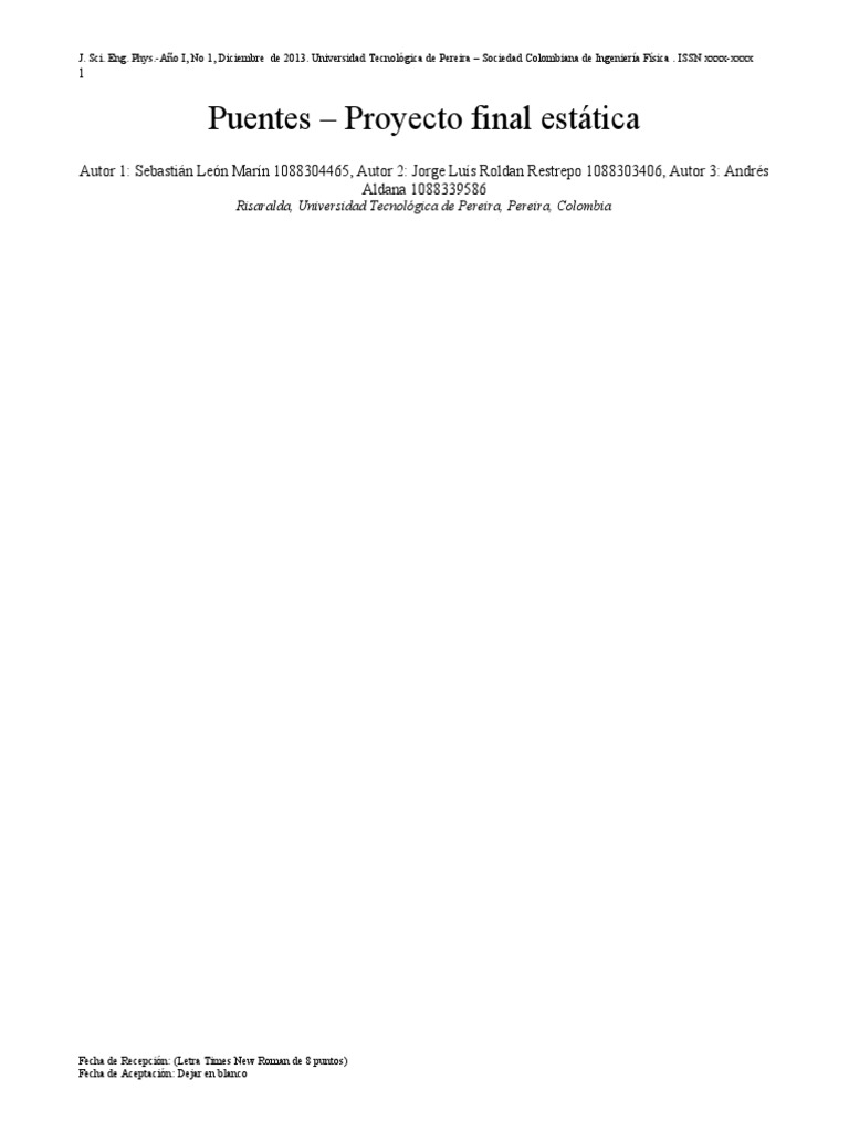 Proyecto Final Estática 2018 | PDF | Braguero | Ingeniero civil