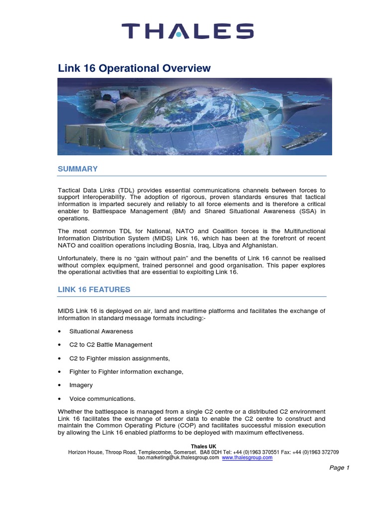 An Operational Overview of Link 16 Tactical Data Links | PDF | Computer ...