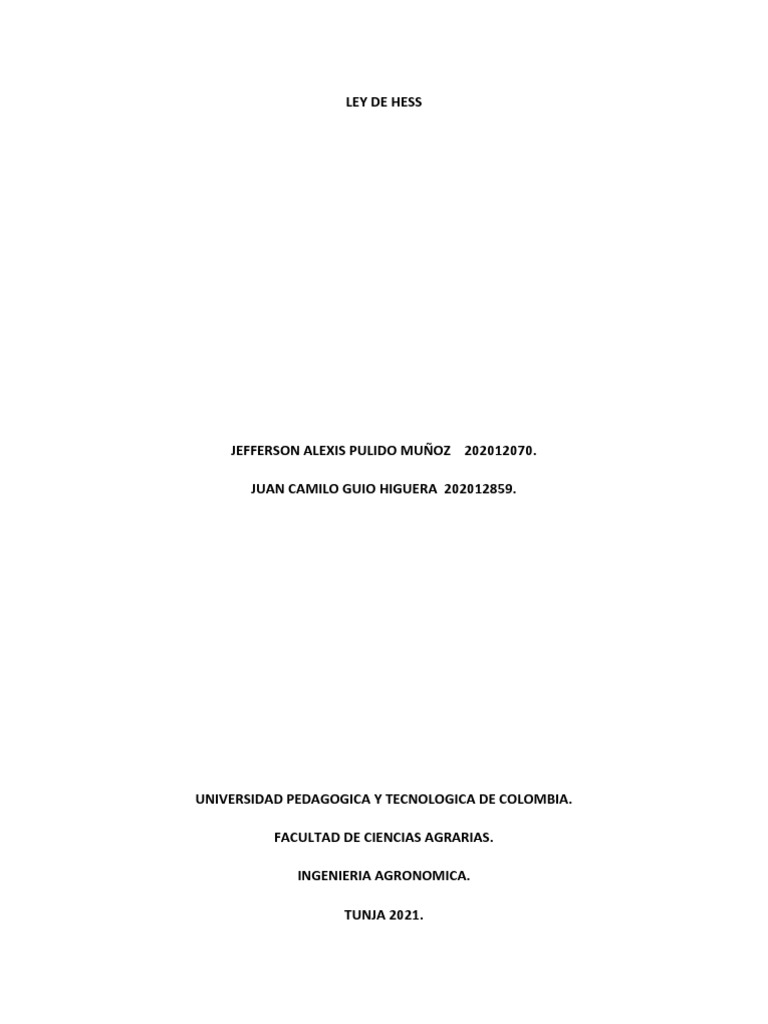 Aplicación de la Ley de Hess en Reacciones Químicas | PDF | Entalpía ...