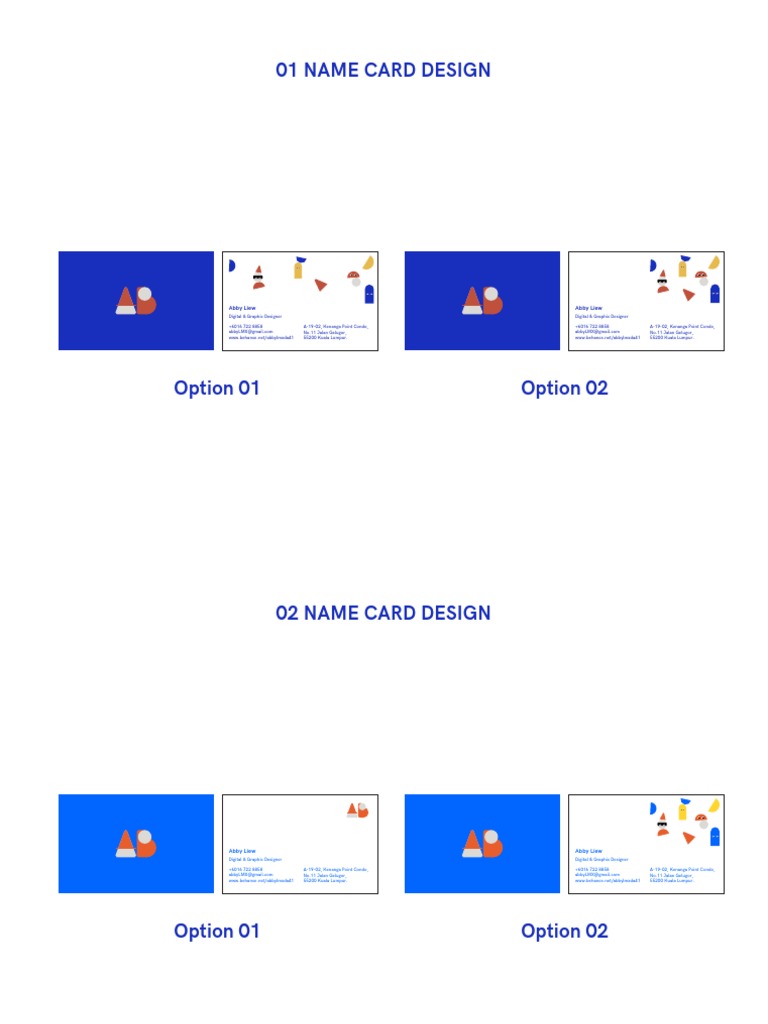 01 Name Card Design: Abby Liew Abby Liew | PDF