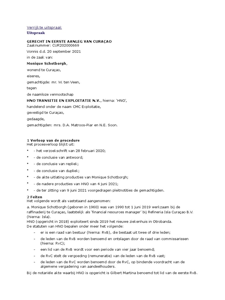 2021 09 20 - VONNIS M Schotborgh Vs HNO Suzy Camelia Romer | PDF