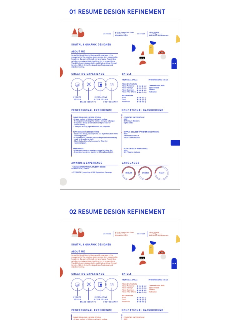 01 Resume Design Refinement: Digital & Graphic Designer About Me | PDF ...