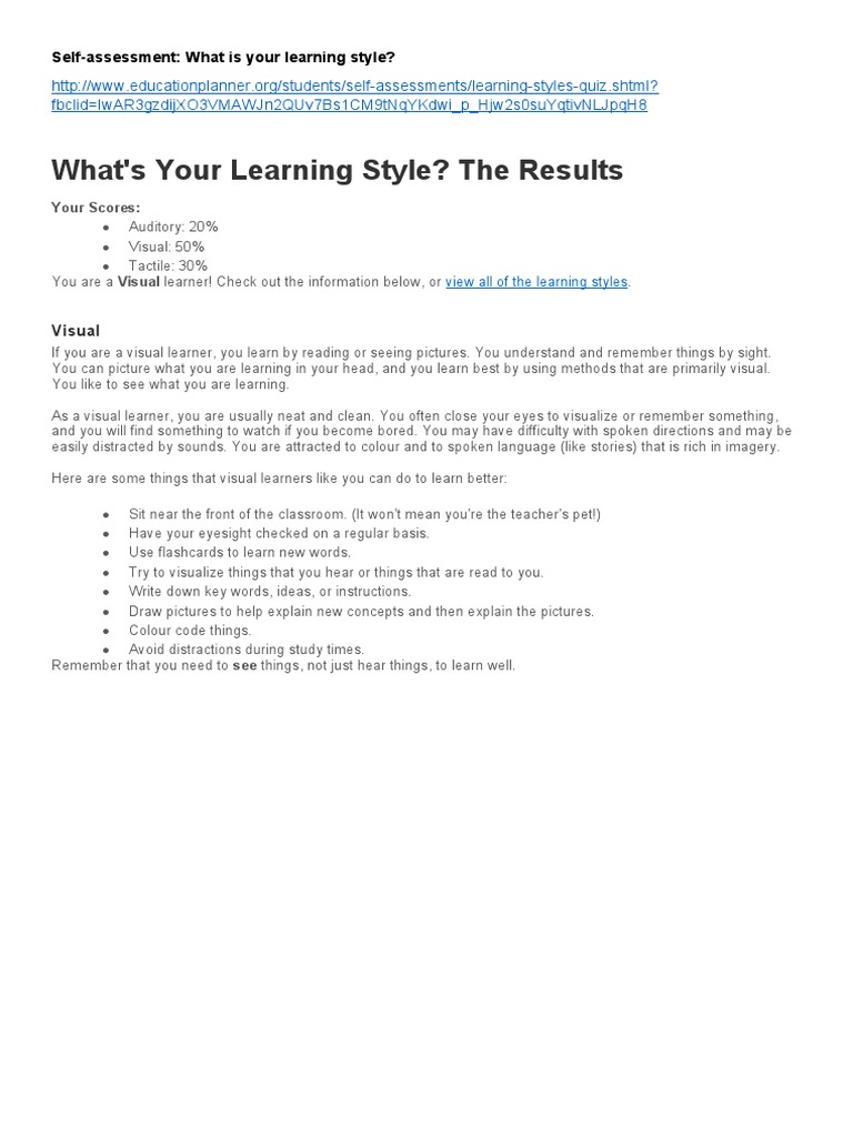 Learning Style Quiz | PDF