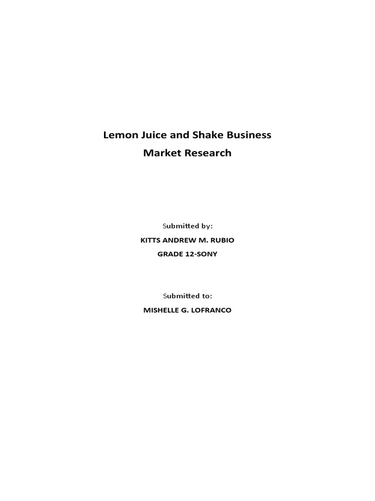 Lemon Juice and Shake Market Analysis | PDF | Drink | Brand