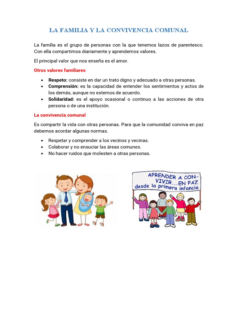 Clase 1 - La Familia y La Convivencia Comunal | PDF