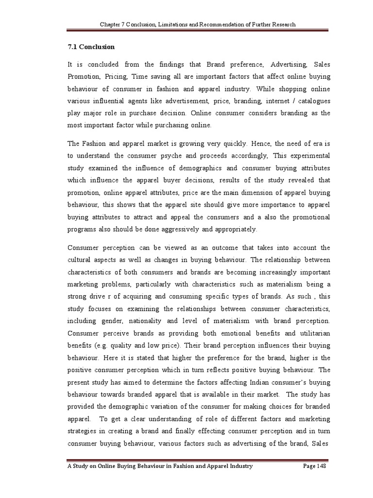 7.1 Conclusion: Chapter 7 Conclusion, Limitations and Recommendation of ...