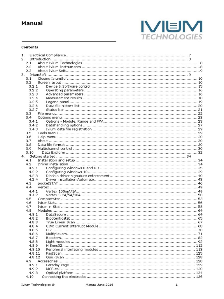 Ivium Manual | PDF | Electromagnetism | Electrical Engineering