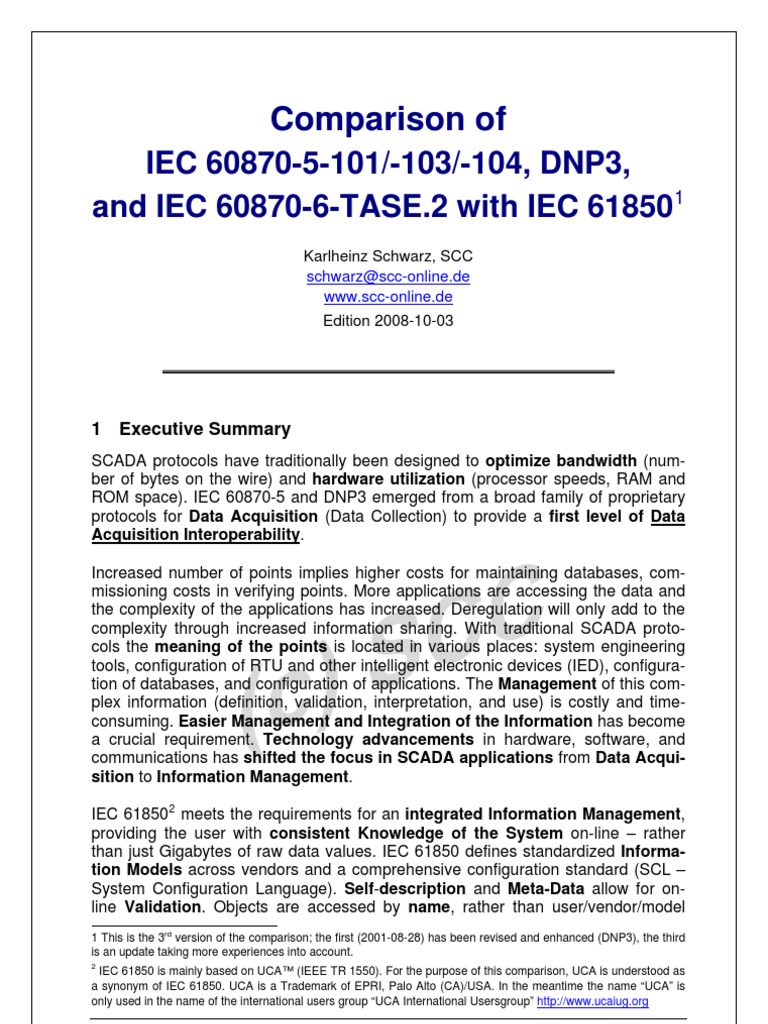 Comparison Of: IEC 60870-5-101/-103/-104, DNP3, and IEC 60870-6-TASE.2 ... Comparison Of: IEC 60870-5-101/-103/-104, DNP3, and IEC 60870-6-TASE.2 ...