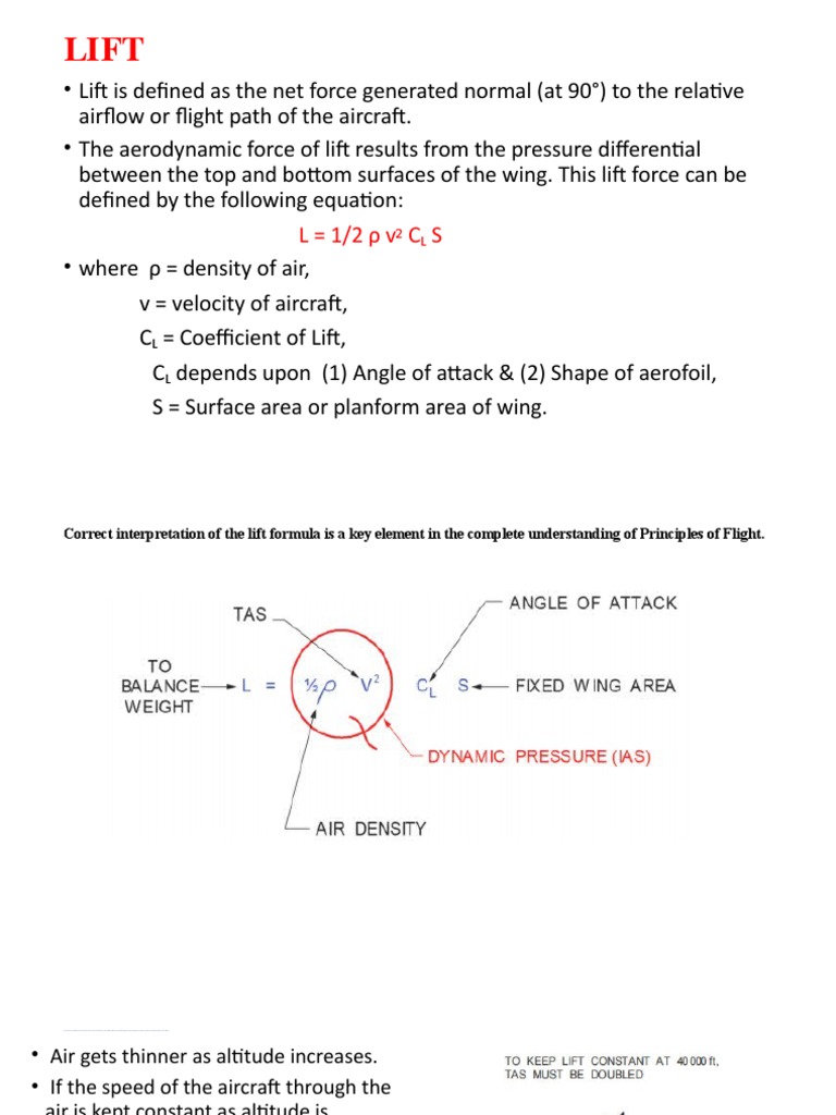 L = 1/2 ρ v C S | PDF | Lift (Force) | Aviation