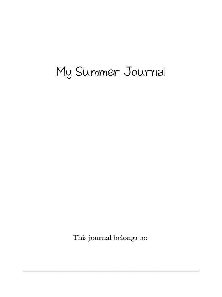 My Summer Journal: This Journal Belongs To | PDF