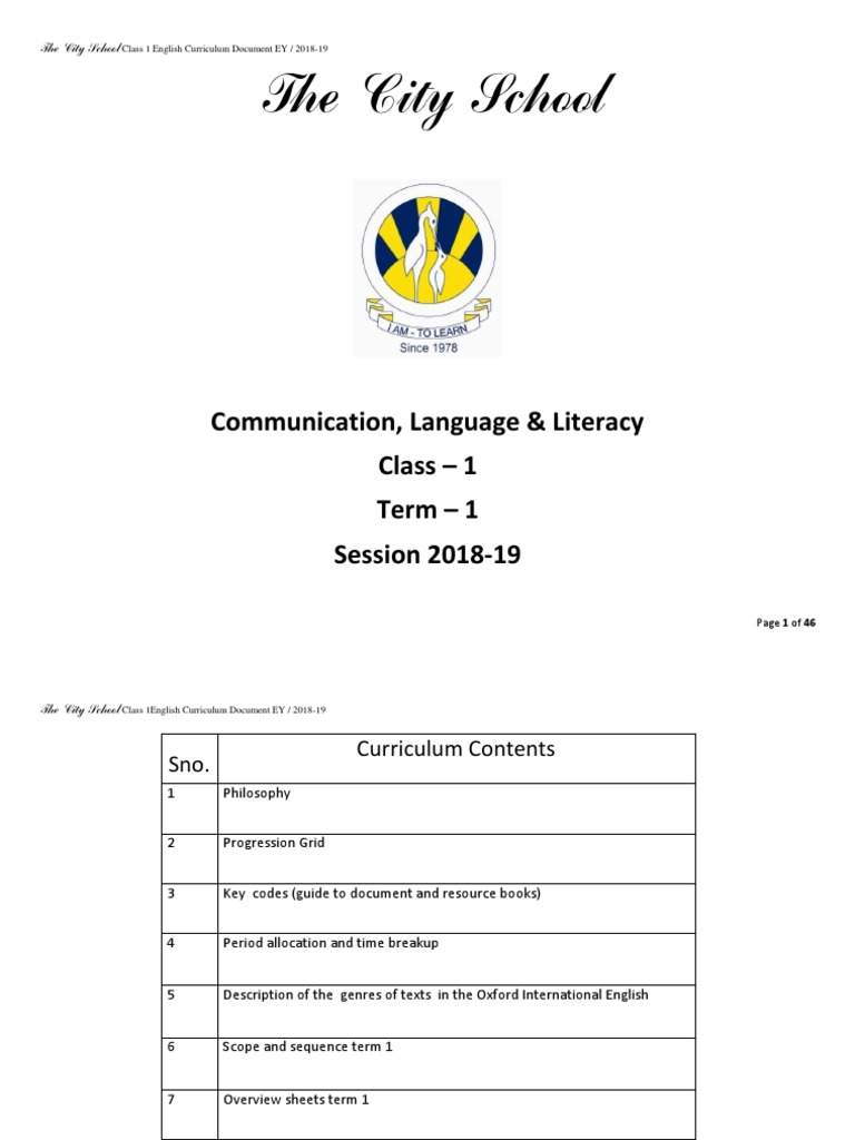 Class 1 English Term I Final | PDF | Vocabulary | Communication