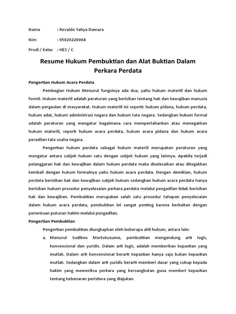 Hukum Pembuktian Dan Alat Buktian Dalam Perkara Perdata | PDF | Politik