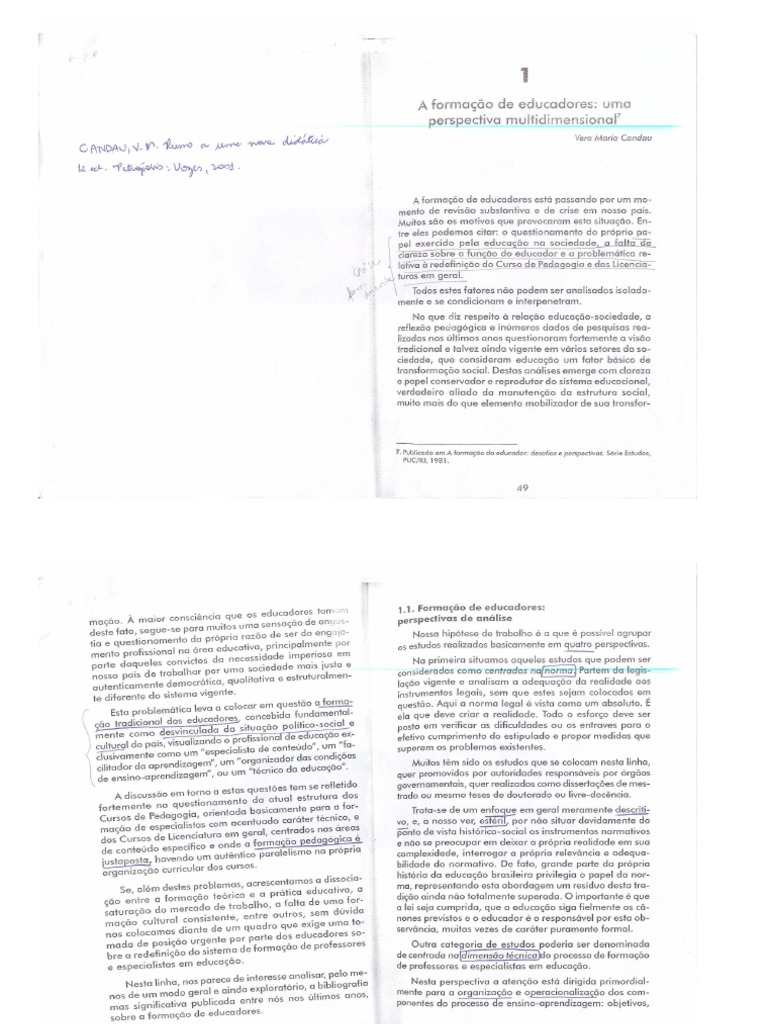 2 CANDAU - A Formação de Educadores-Perspectiva Multidimensional | PDF