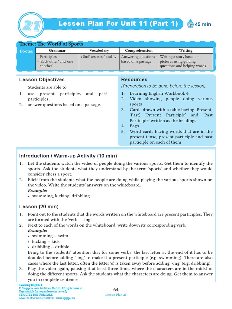 Participles Plan | PDF | Perfect (Grammar) | Grammatical Tense