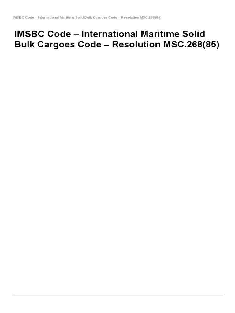 25-IMSBC Code - International Maritime Solid Bulk Cargoes Code | PDF | Cargo | Dangerous Goods
