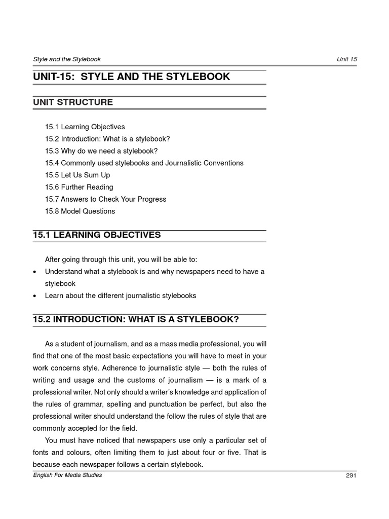 Unit-15: Style and The Stylebook | PDF | Journalism | News