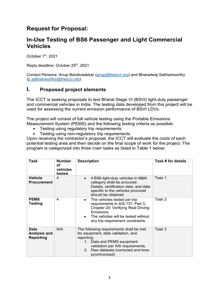 In-Use Testing of BS6 Passenger and Light Commercial Vehicles | PDF ...