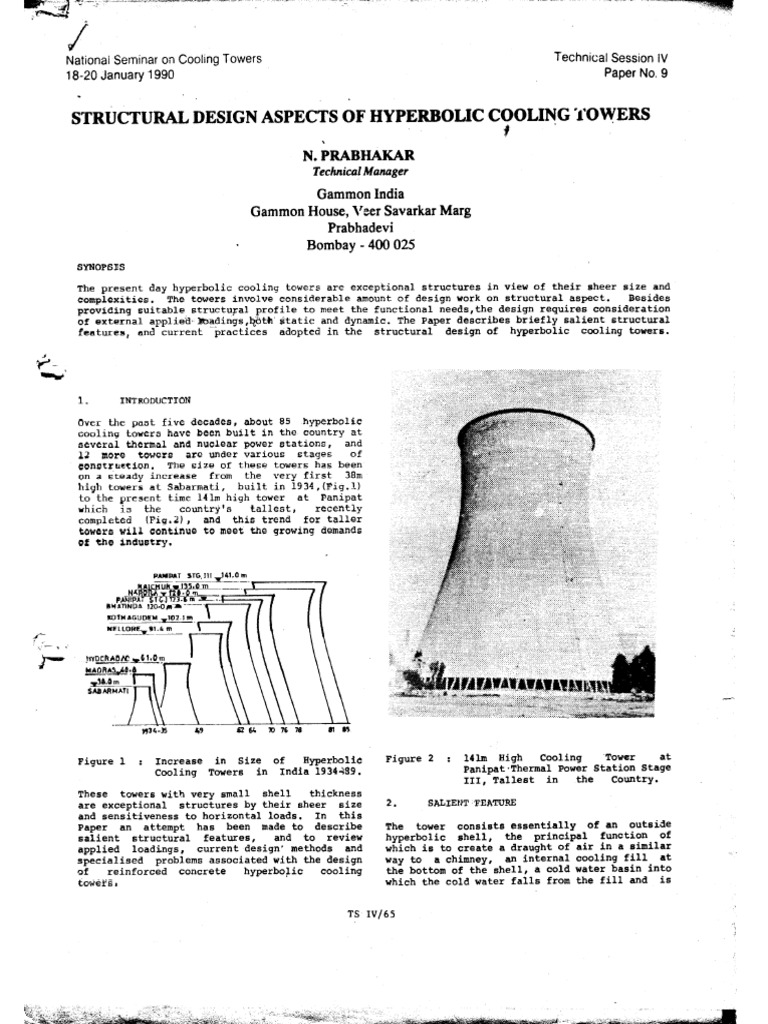 Structural Design Aspects of Hyperbolic Cooling Towers | PDF