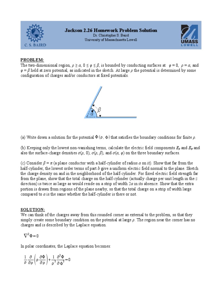Jackson 2.26 Homework Problem Solution Electric Field and Surface ...